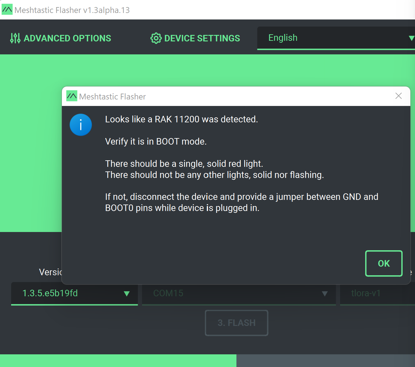 Meshtastic Flasher v1.3alpha 13 is not detecting tbeam v1.1 M8 correctly in detect device ...