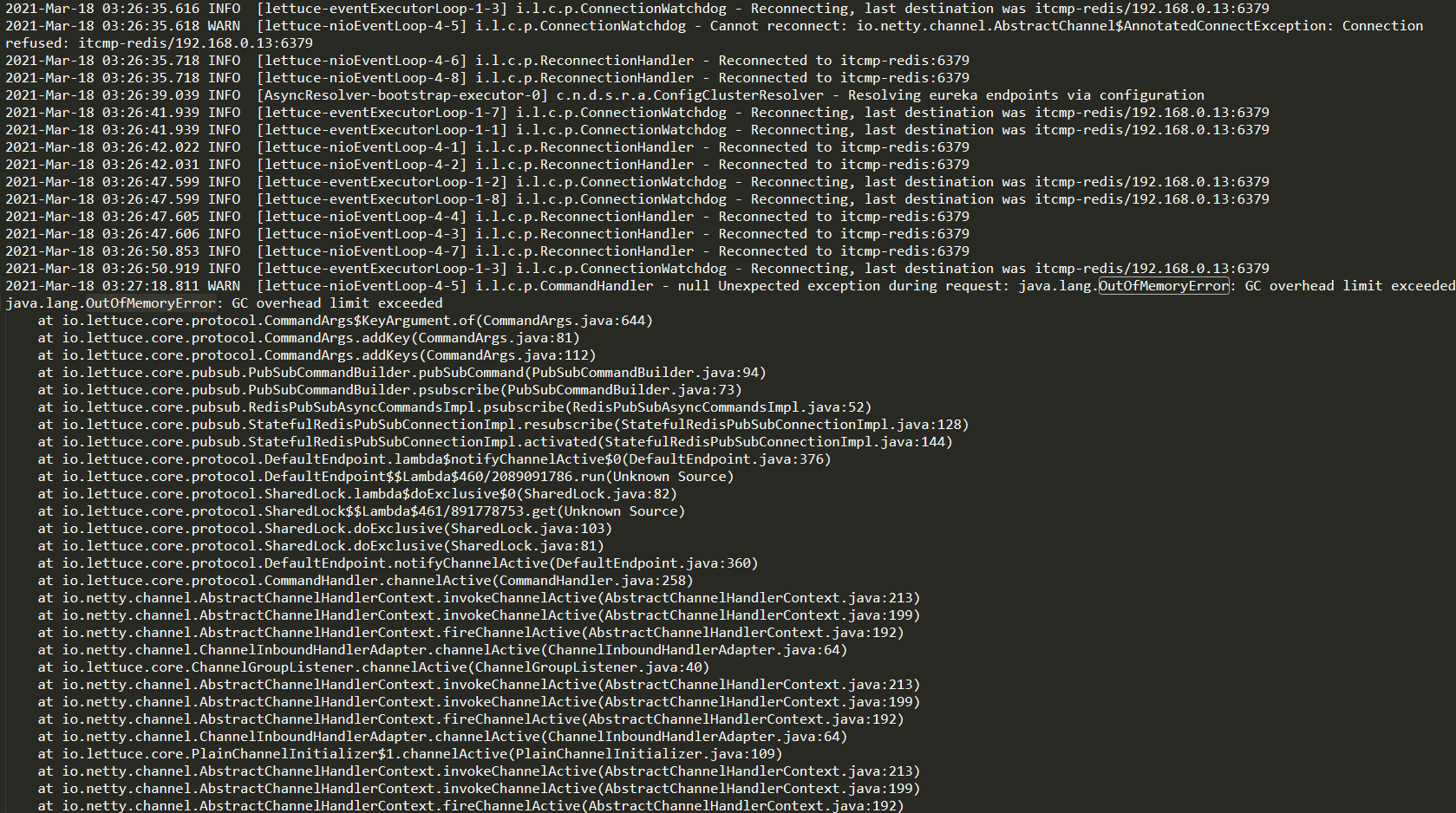 Why does the timeout cause OutOfMemoryError · Issue #1681 · redis/lettuce · GitHub