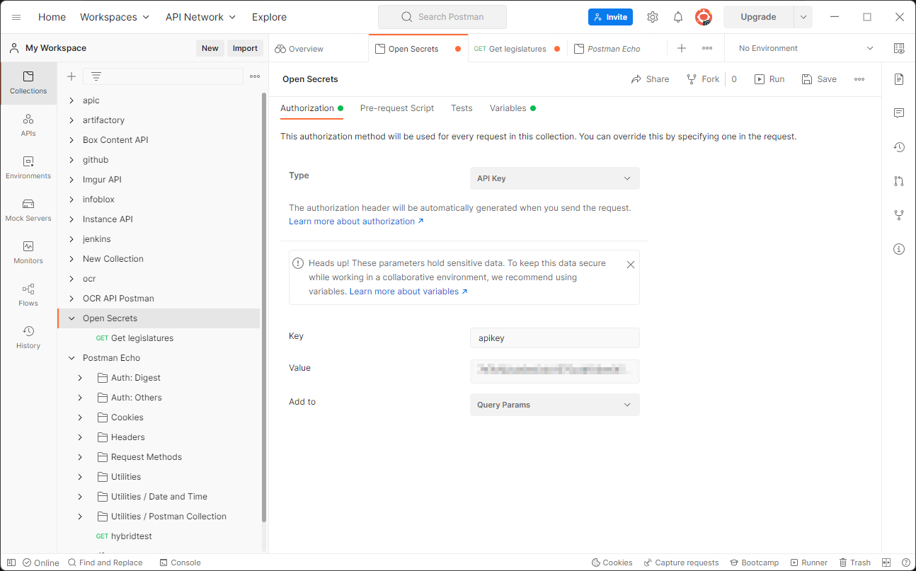 Authorization configured for collections not correctly inherited by requests within collections ...
