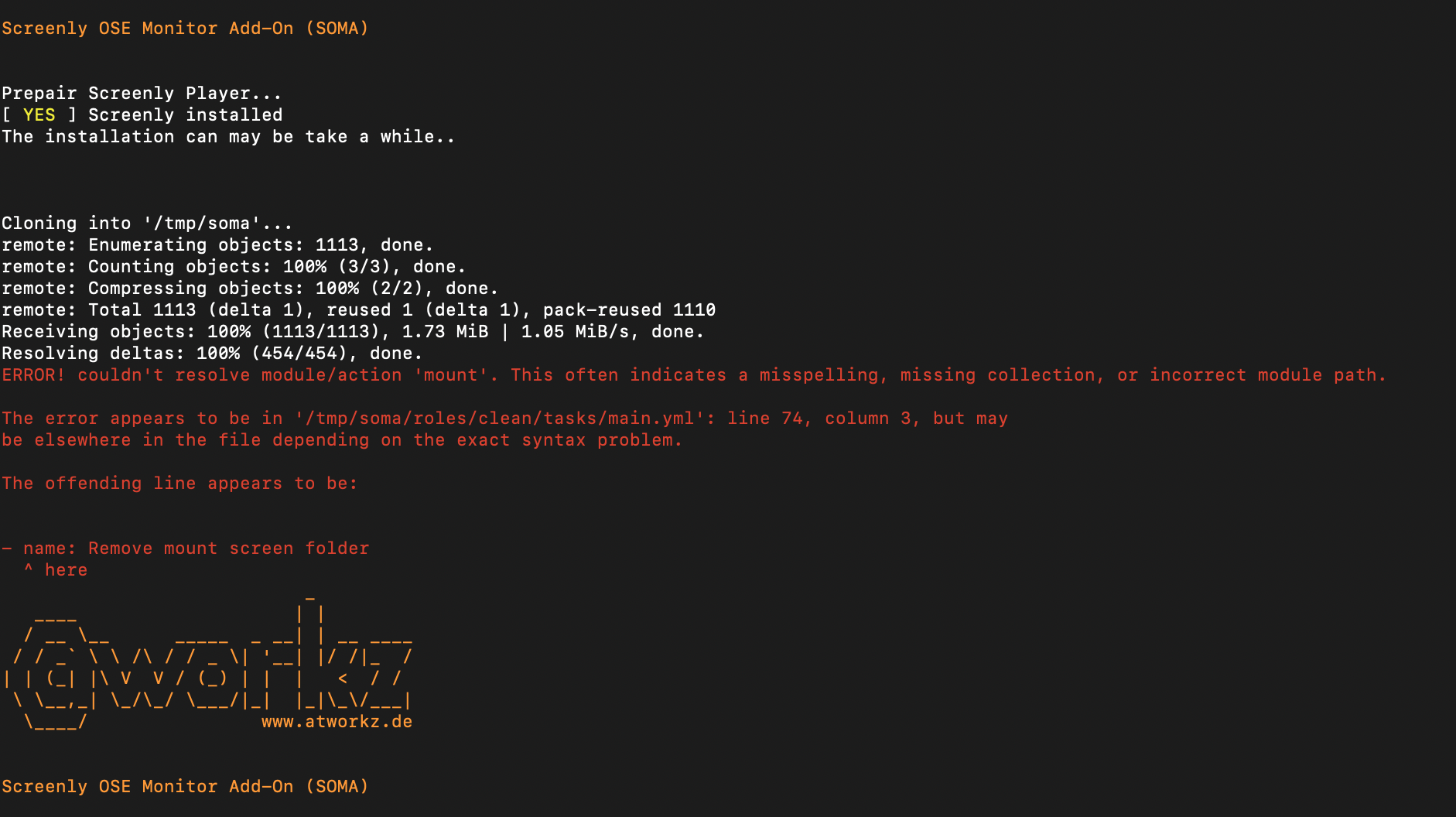 ERROR! couldn't resolve module/action 'mount'. · Issue #102 ...