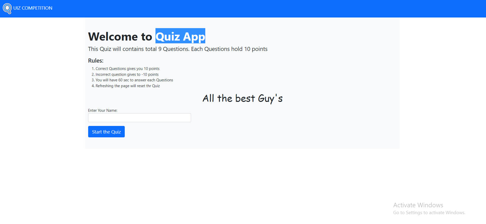 GitHub - Praduman2k19/Quiz-Competition: Quize App