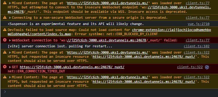 Remote devloppement : VSCode tunnel / Codespace ports forwarding does not seem to forward ...