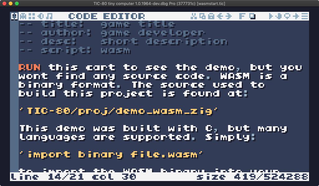 WASM demo cartridge · Issue #1776 · nesbox/TIC-80 · GitHub
