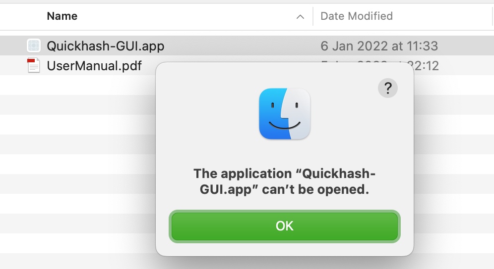 v3.3.1 not starting on macOS 12.3.1 Monterey (Intel) · Issue #99 · tedsmith/quickhash · GitHub