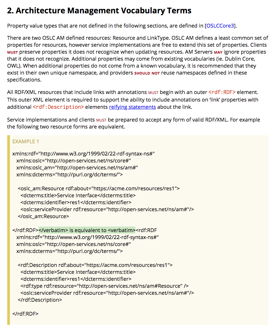 Example 1 formatting in the AM spec is broken · Issue #93 · oslc-op/oslc-specs · GitHub
