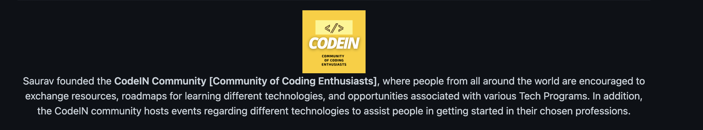 CodIn Community Paragraph in Readme.md · Issue #706 · SauravMukherjee44/CodeIN-Community-Website ...