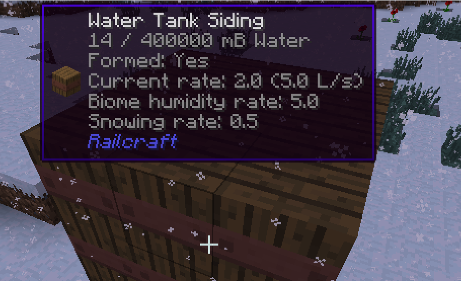 Railcraft WaterTank, Waila showing current water production rate ...