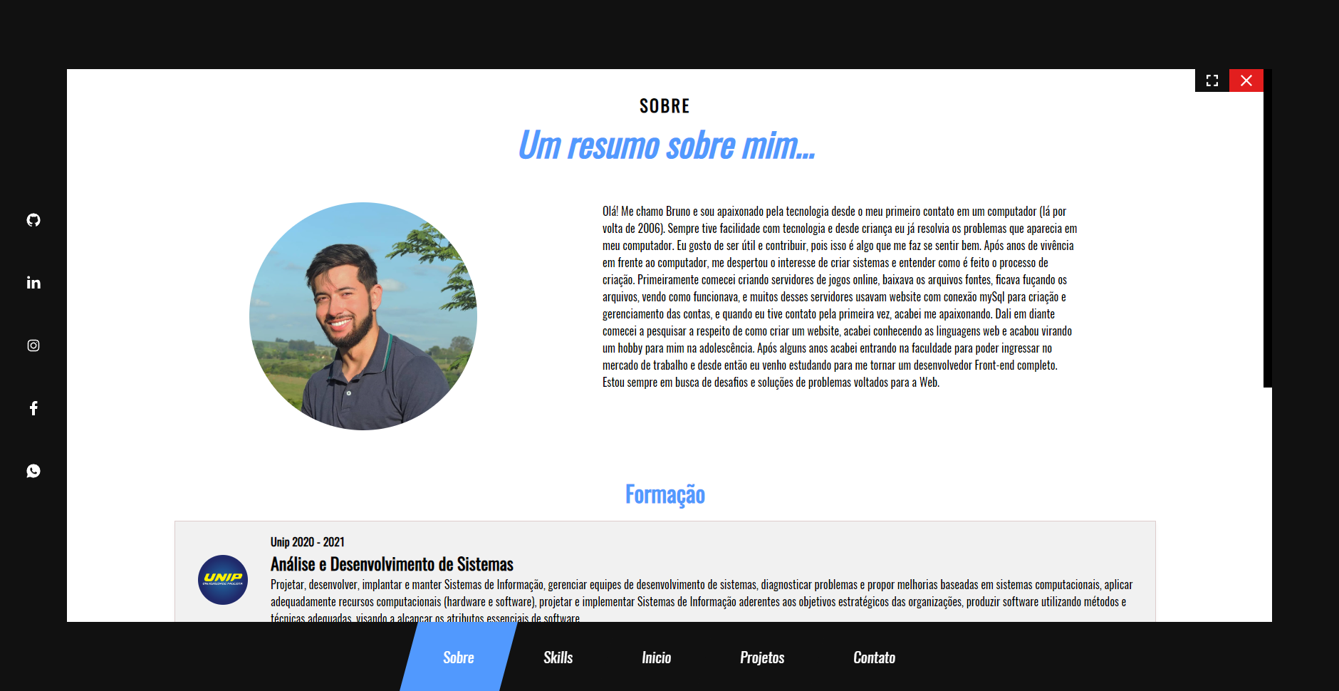 Github Brunosapalacio Portfolio Portfólio Pessoal Desenvolvido Em Reactjs Sass E Emailjs