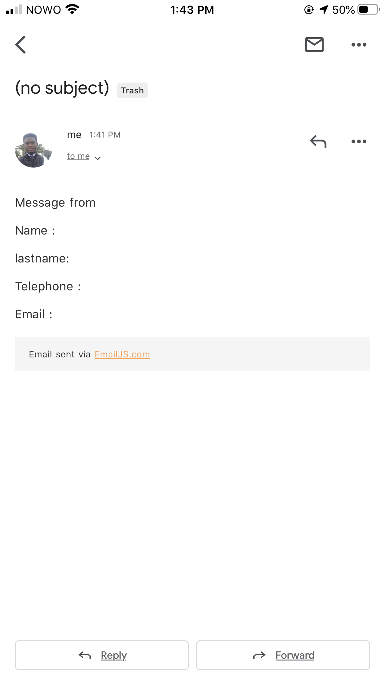 React hook form with Email js ,not getting an empty value on my gmail ...