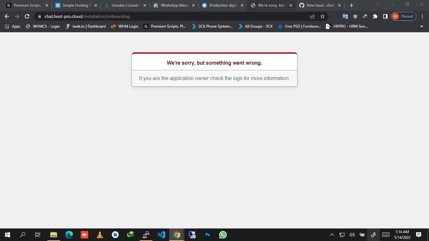 bug: We're sorry, but something went wrong · Issue #4683 · chatwoot/chatwoot · GitHub