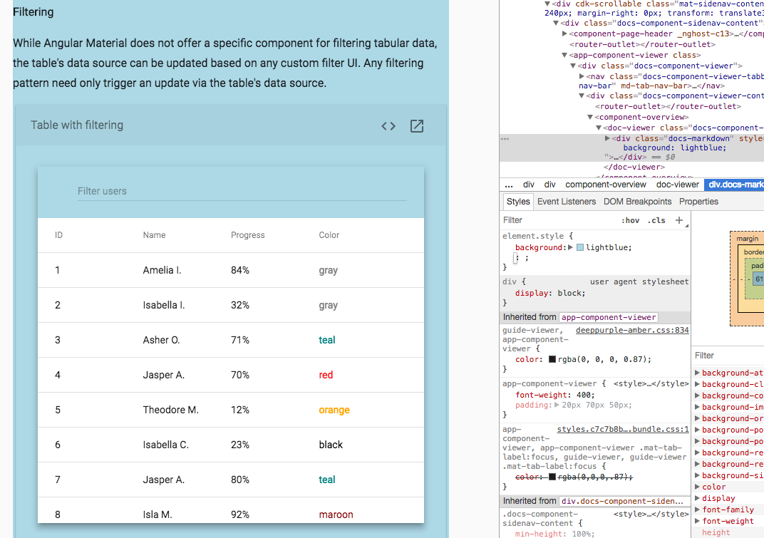 Table filtering placeholder text is not showing when changing theme · Issue #6156 · angular ...