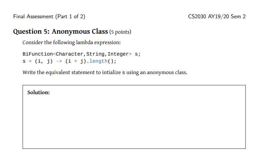 CS2030 AY19/20 Sem 2 Q5 Anonymous Class · Issue #309 · nus-cs2030/2021 ...