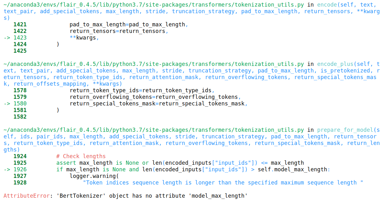 Attributeerror When Finetuned Bert Model For Downstream Task Is Used · Issue 1610 · Flairnlp