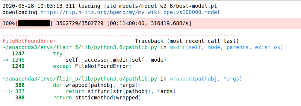 Getting file not found error while using bytepair embedding · Issue #1643 · flairNLP/flair · GitHub