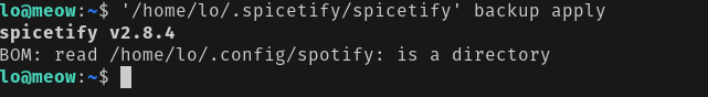 "BOM: read /home/lo/.config/spotify: is a directory" appears when attempting to apply · Issue ...