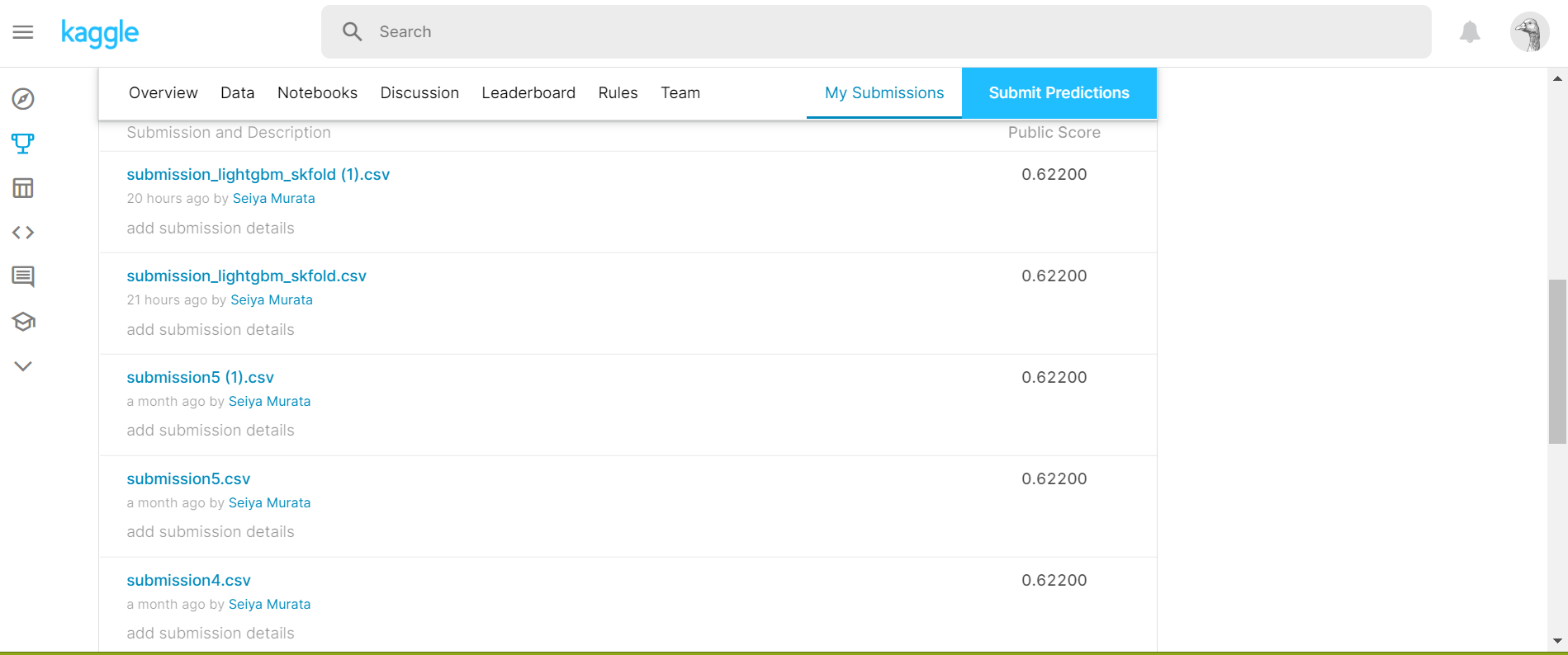 submitする時のcsvファイルの保存の方法について · Issue #24 · upura/python-kaggle-start-book · GitHub