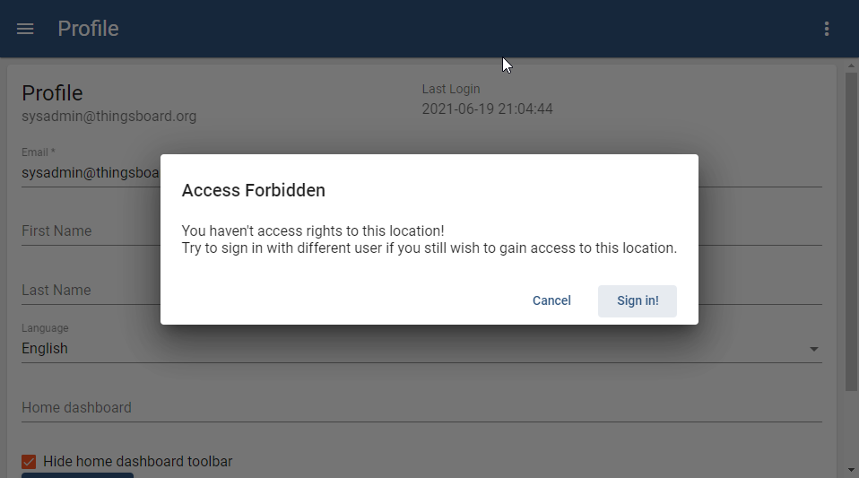 [Bug] Access Forbidden (sysadmin) · Issue #4765 · thingsboard/thingsboard · GitHub