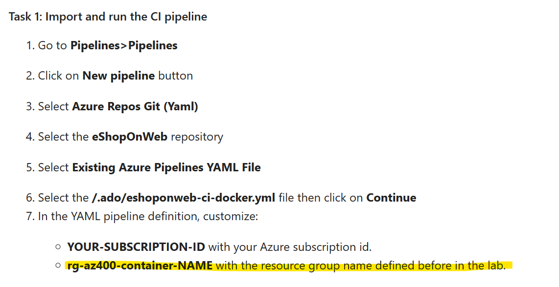 M04-LAB08: docker CI should clarify RG to use · Issue #388 · MicrosoftLearning/AZ400 ...