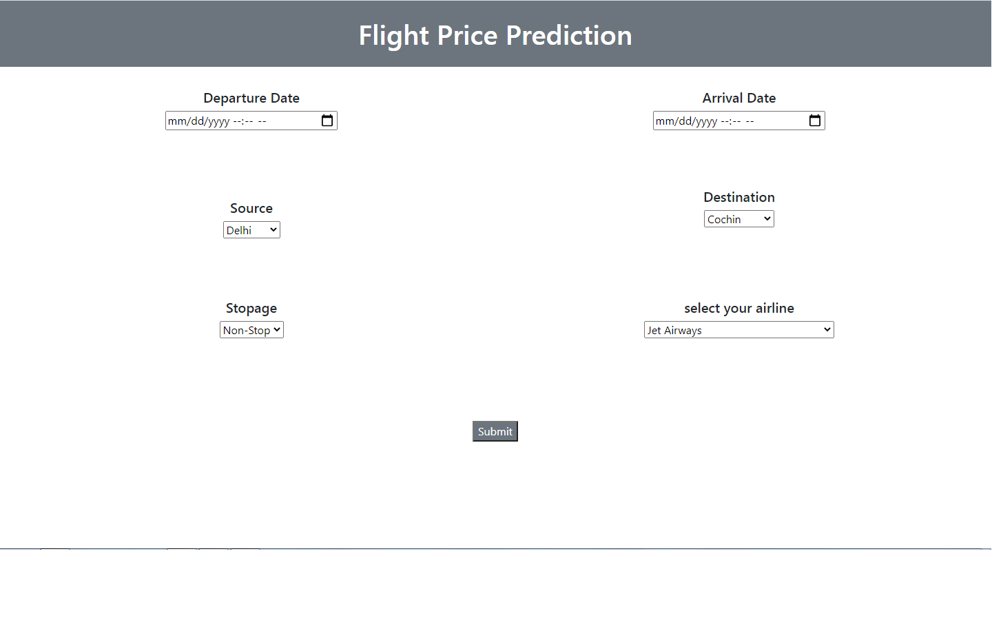 GitHub - maneesh8123/flighfareprediction: Machine Learning Project