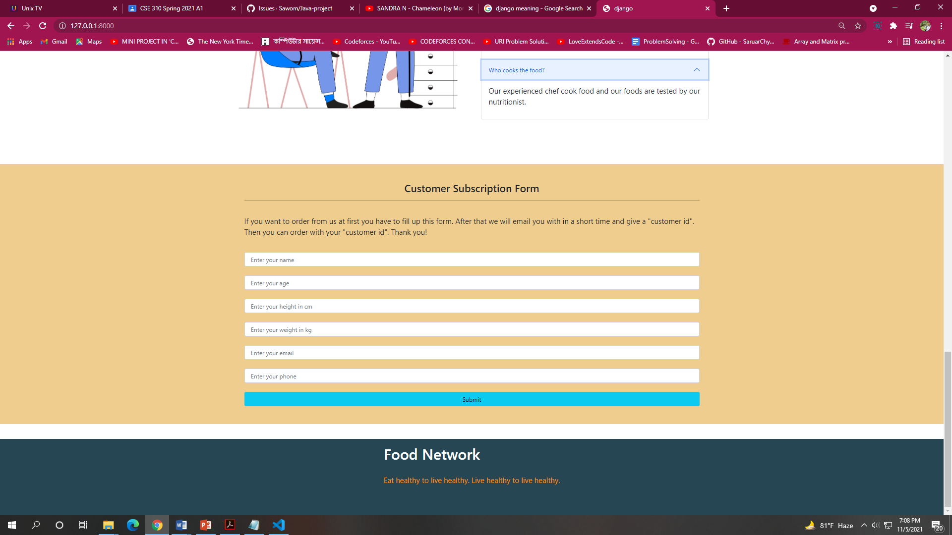 GitHub - Sawom/FoodNetwork_DjangoProject