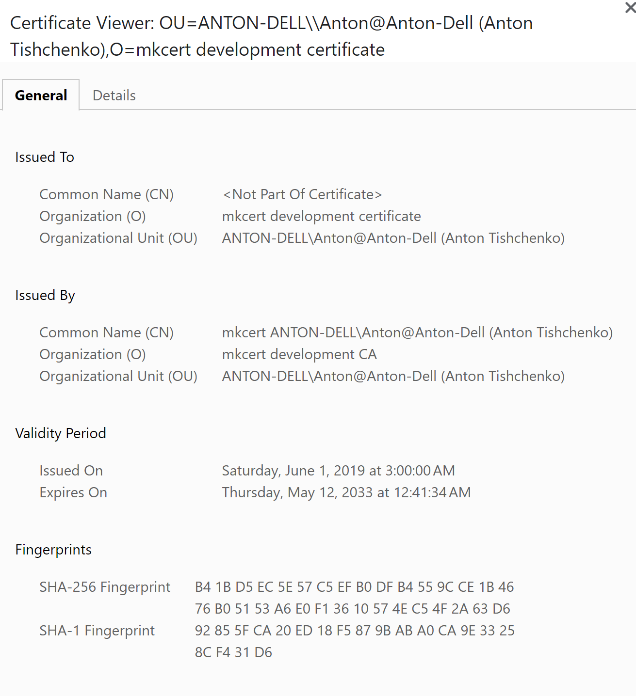 Certificate is generated with a wrong DateTime · Issue #524 · FiloSottile/mkcert · GitHub