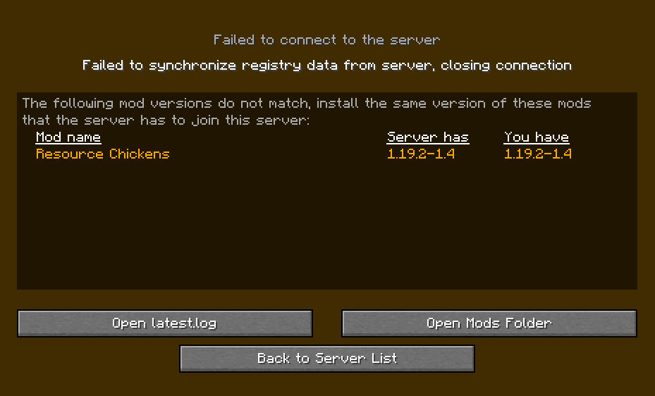 Can't connect to a server due to some Registry errors due to resource chickens mod · Issue #180 ...