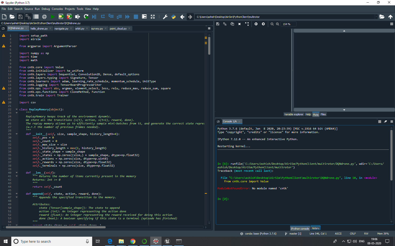 Problem in running DQNdrone.py · Issue #2674 · microsoft/AirSim · GitHub