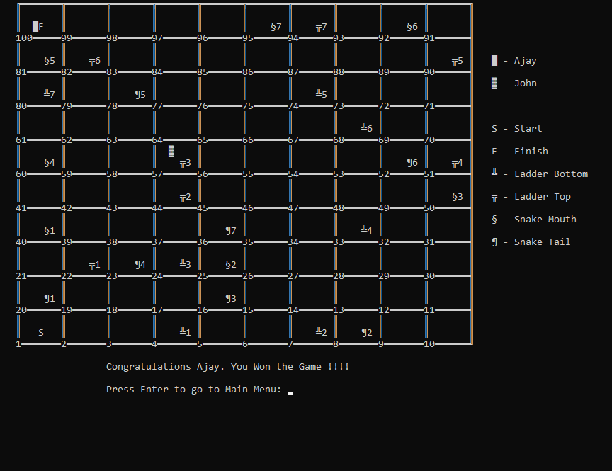 GitHub - AjayPhade/snakes-and-ladders: Snakes and Ladders game using C++.