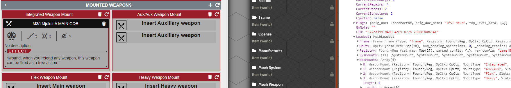 [FEATURE] Show Integrated Weapon Preview on Frame Sheet · Issue #70 · Eranziel/foundryvtt-lancer ...