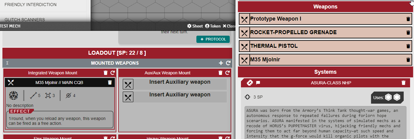 [FEATURE] Show Integrated Weapon Preview on Frame Sheet · Issue #70 · Eranziel/foundryvtt-lancer ...