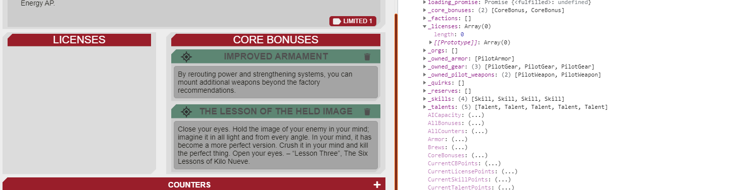 [FEATURE] License data doesn't import from C/C · Issue #274 · Eranziel/foundryvtt-lancer · GitHub