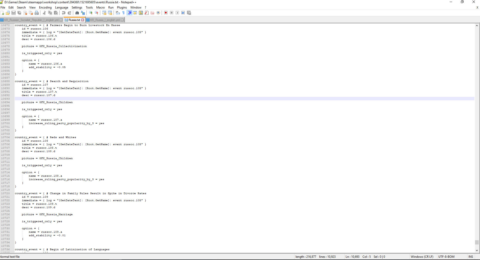 SOV - The events for socialist russia have the same log as russoc.105 · Issue #7848 ...