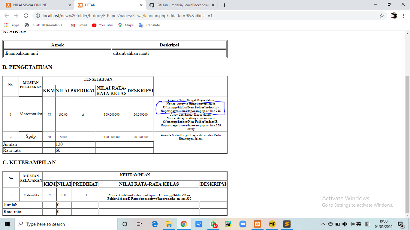 Bagaimana menampilkan data array yang berbeda query ke dalam tabel ...
