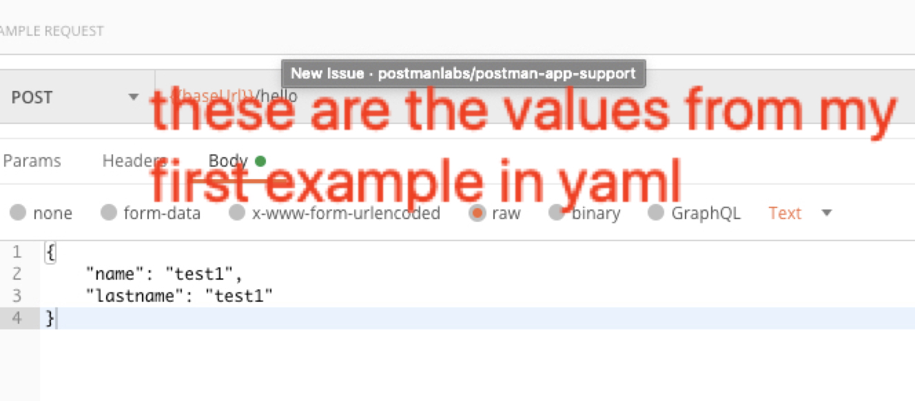 Converting YAML file to API collection generates examples based on ...