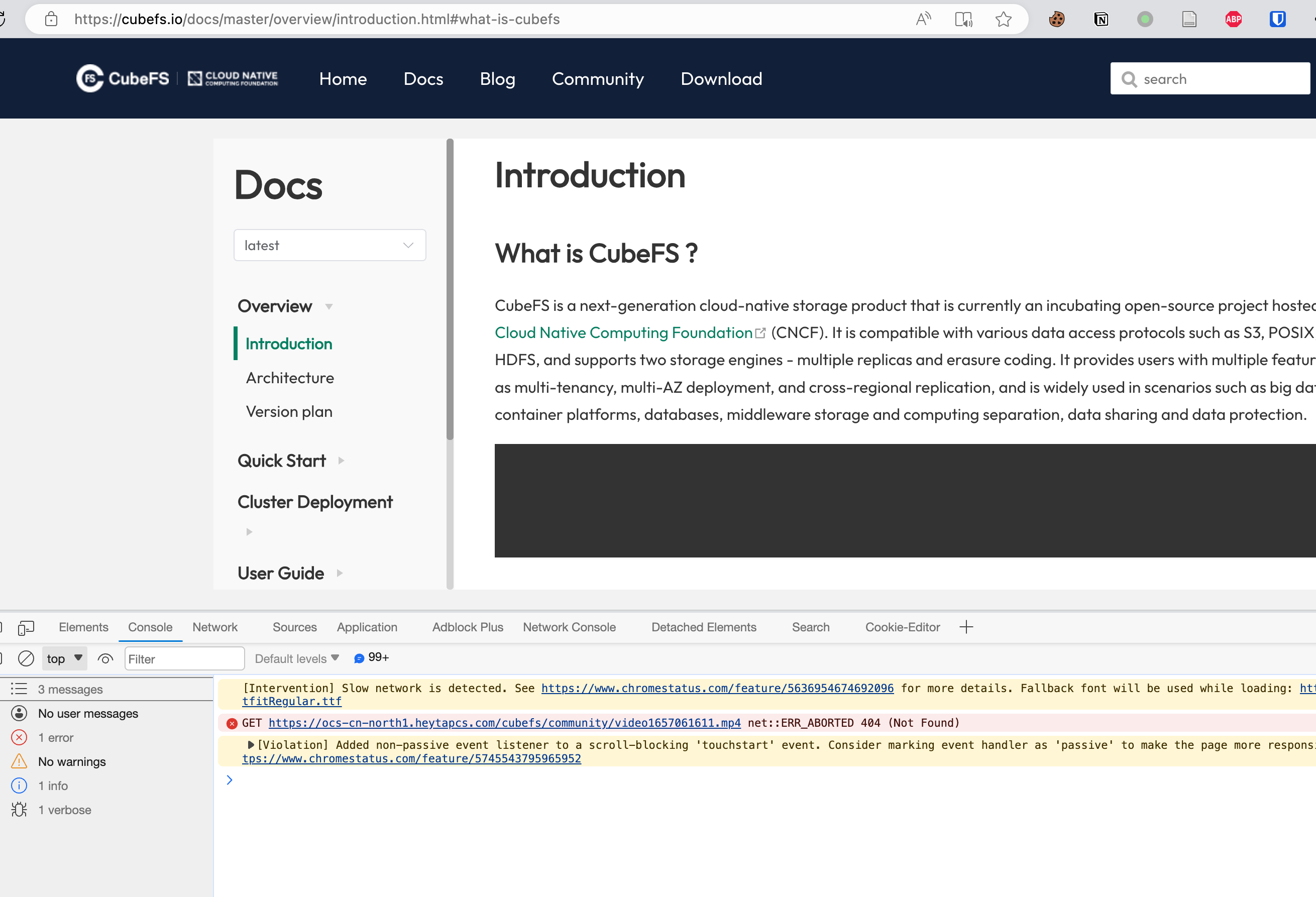 [Bug]: homepage of cubefs video is 404 · Issue #2780 · cubefs/cubefs · GitHub