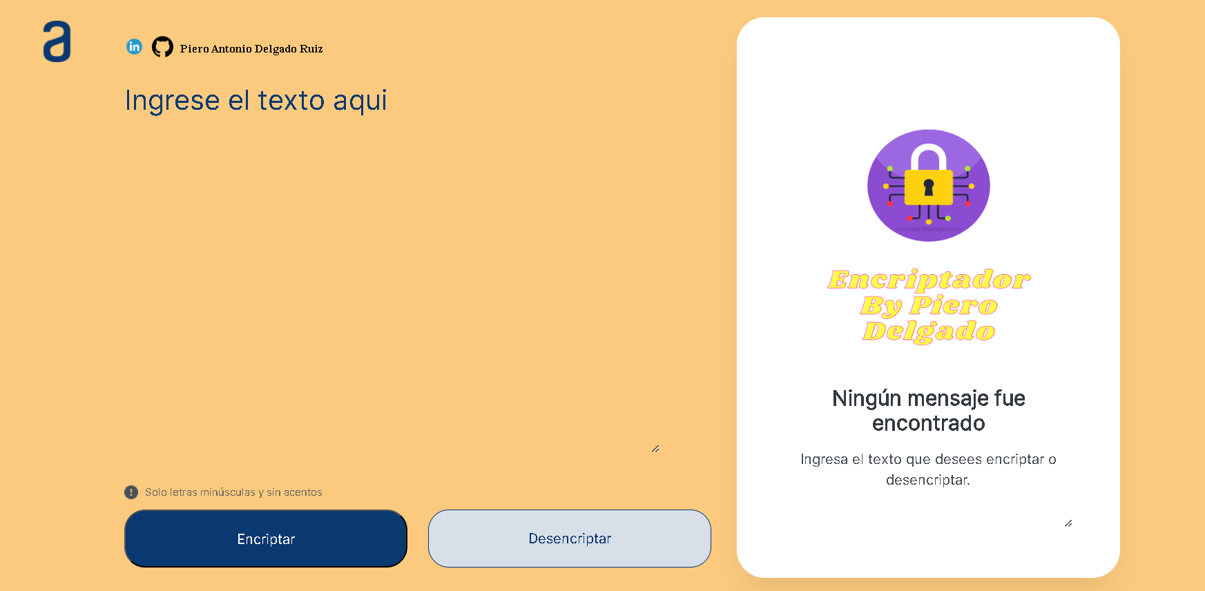 GitHub - Pierodel-ruiz/Encriptador_De_Texto_ONE: Encriptador de texto utilizando Html, CSS y ...