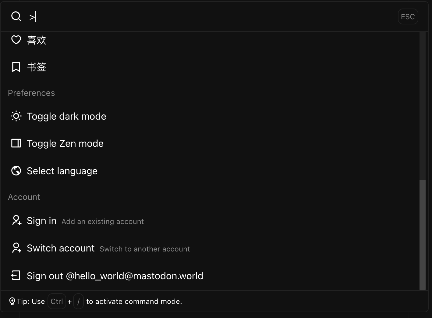I18n Support for command palette · Issue #333 · elk-zone/elk · GitHub