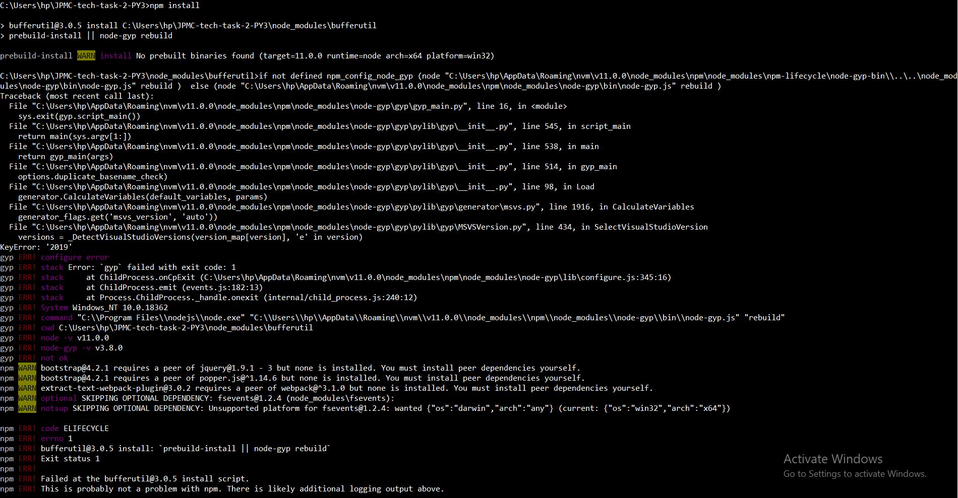 Error on using npm install command · Issue #313 · insidesherpa/JPMC-tech-task-2-PY3 · GitHub