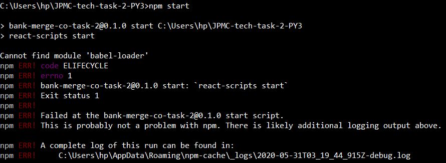 Error on using npm start · Issue #319 · insidesherpa/JPMC-tech-task-2-PY3 · GitHub