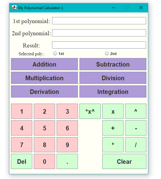 GitHub - vladslavu/PolynomialCalculator: Simple poly calculator: add ...