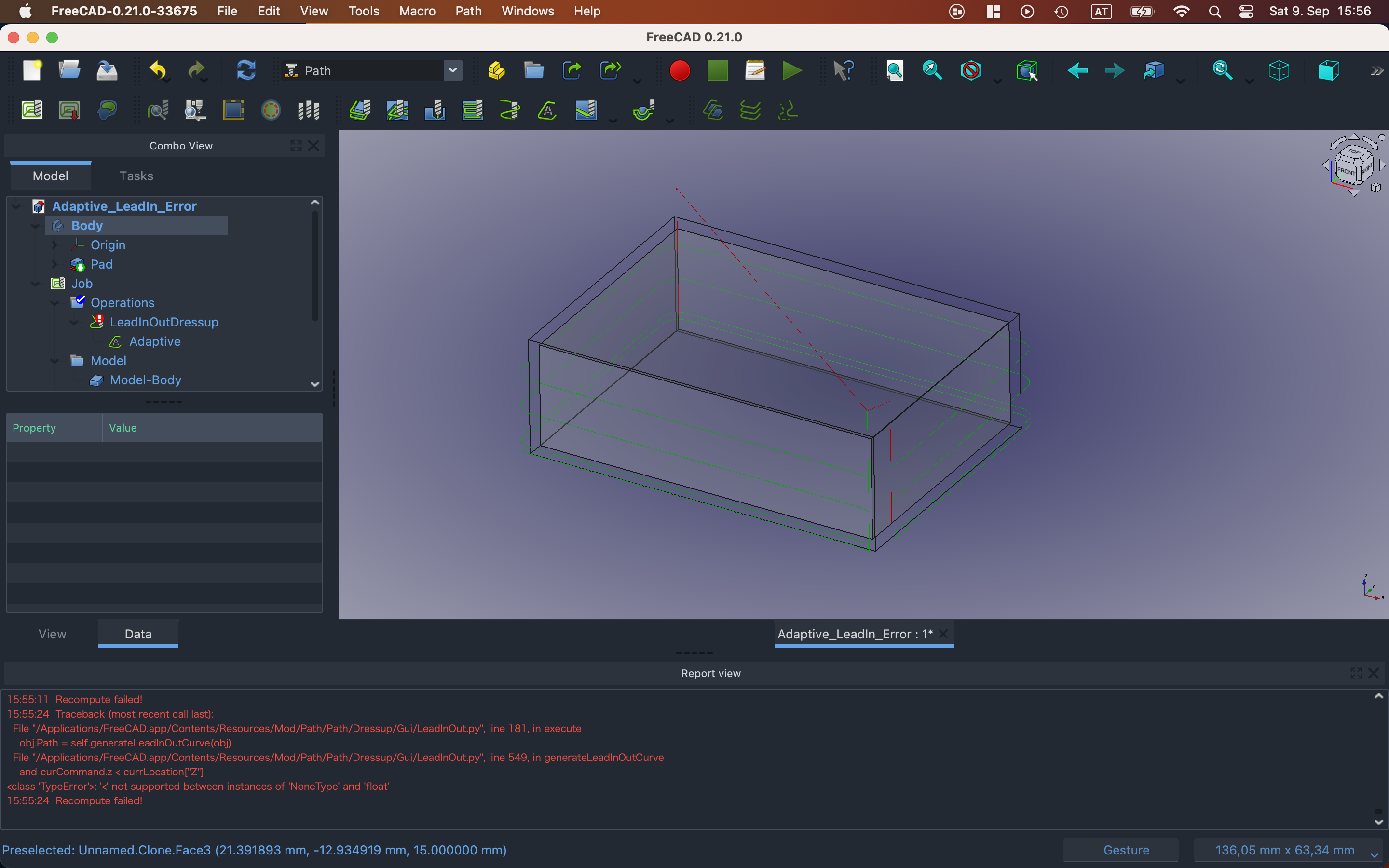 Path Adaptive incompatible with LeadInOut Dressup · Issue #10621 · FreeCAD/FreeCAD · GitHub