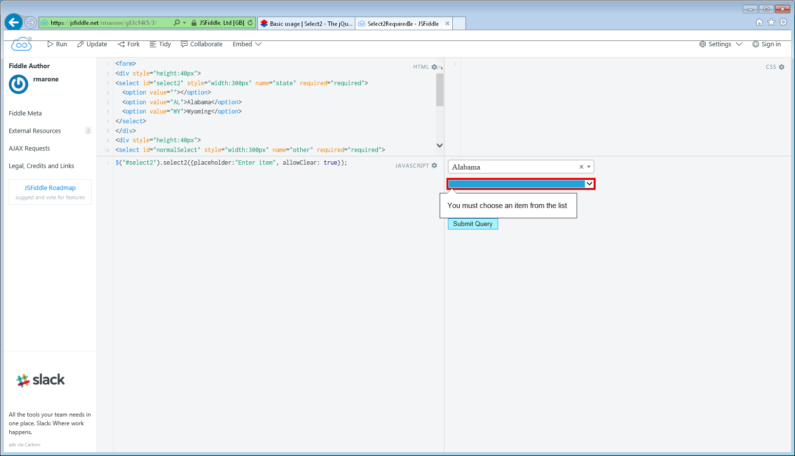Required Validation Fails In Ie11 With Select2 · Issue 5114 · Select2select2 · Github