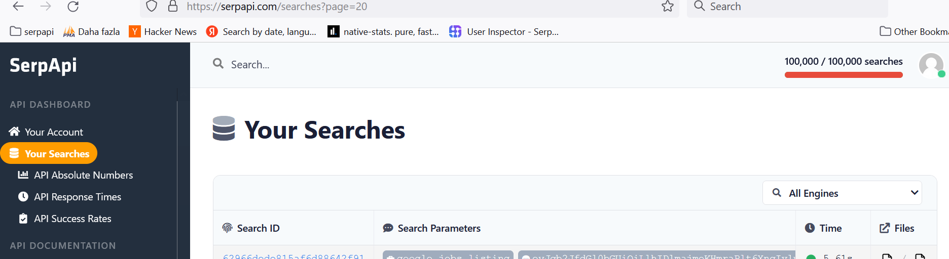 [User Dashboard | Searches] Searches Archive Gives Error on Certain Pages · Issue #164 · serpapi ...