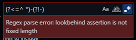 Irregularity: Regex parse error: lookbehind assertion is not fixed length · Issue #143453 ...