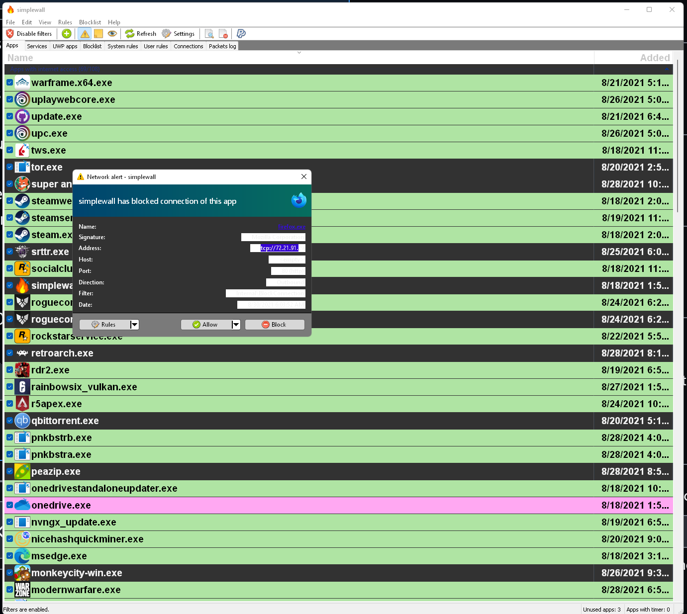 Color issues · Issue #1007 · henrypp/simplewall · GitHub