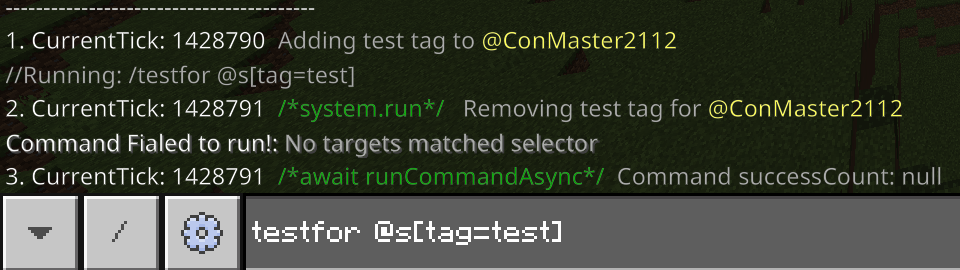 [GameTest][bug] runCommandAsync: command is NOT executed in current ...