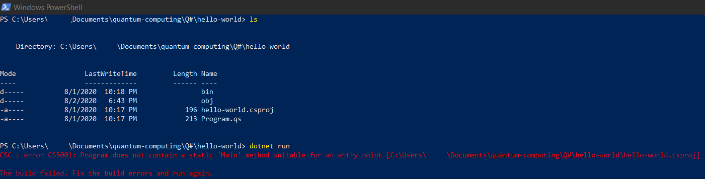 Cannot run sample hello-world program from official Q# tutorial · Issue #550 · microsoft/qsharp ...