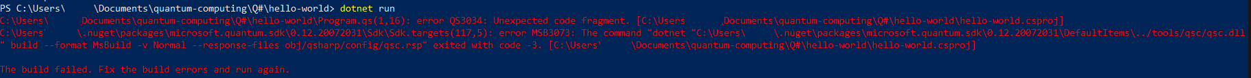 Cannot run sample hello-world program from official Q# tutorial · Issue #550 · microsoft/qsharp ...