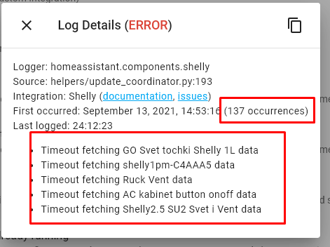 Shelly, multiple Timeout fetching errors · Issue #56205 · home-assistant/core · GitHub