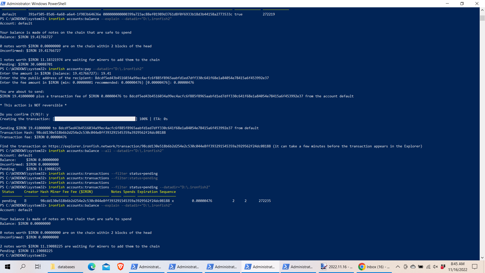 Unable to Send Transaction · Issue #2522 · iron-fish/ironfish · GitHub